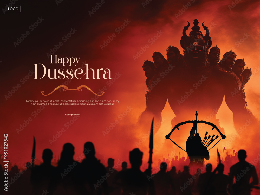 Happy Dussehra festival of India. of Lord Rama killing Ravana. vector ...