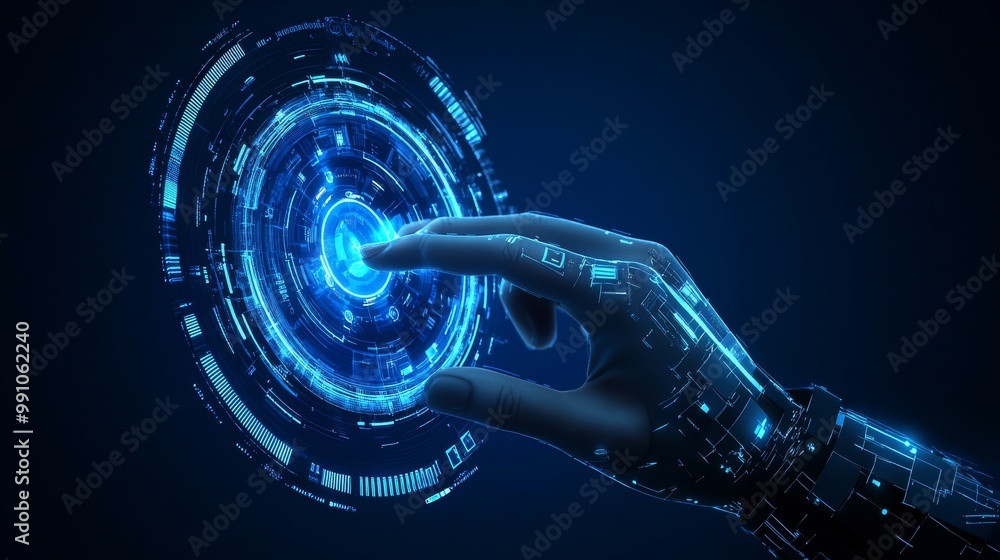 AI system connected to digital technology artificial intelligence head ...