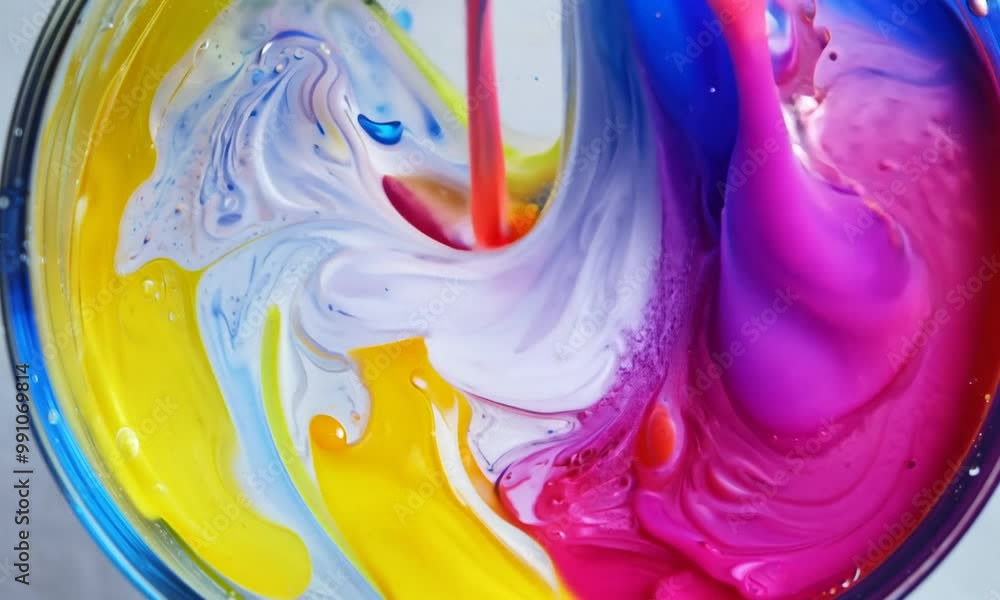Mixing different colored liquids. Generative AI Stock ビデオ | Adobe Stock
