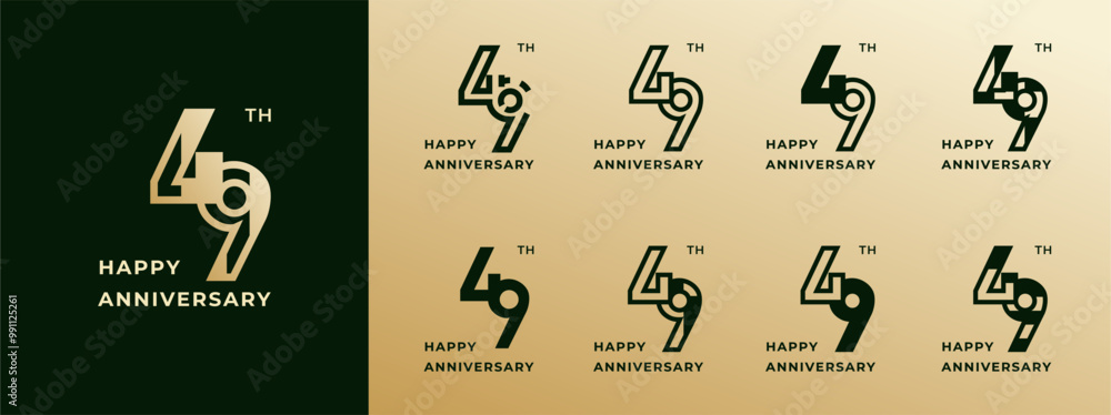 Logo 49th, years happy anniversary gold, Creative design template for ...