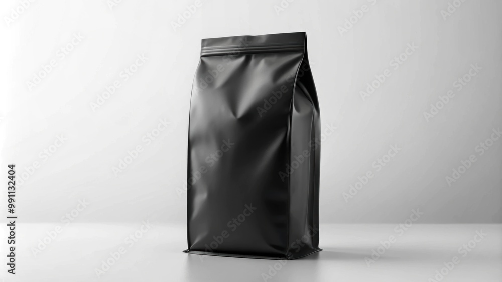 Black coffee bag mockup on white background, black, coffee, bag, mockup ...