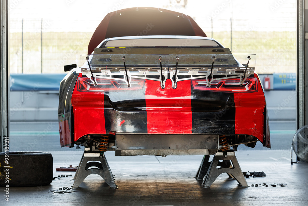 Back view Nascar Whelen euro series racing sportscar vehicle Motorsport ...