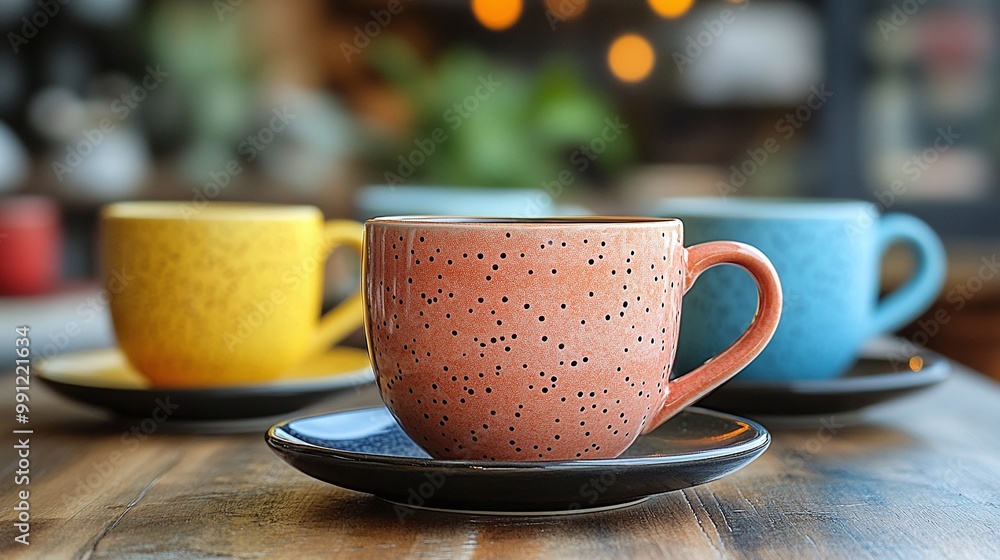 stunning collection of colorful cups and saucers set on a dining table ...