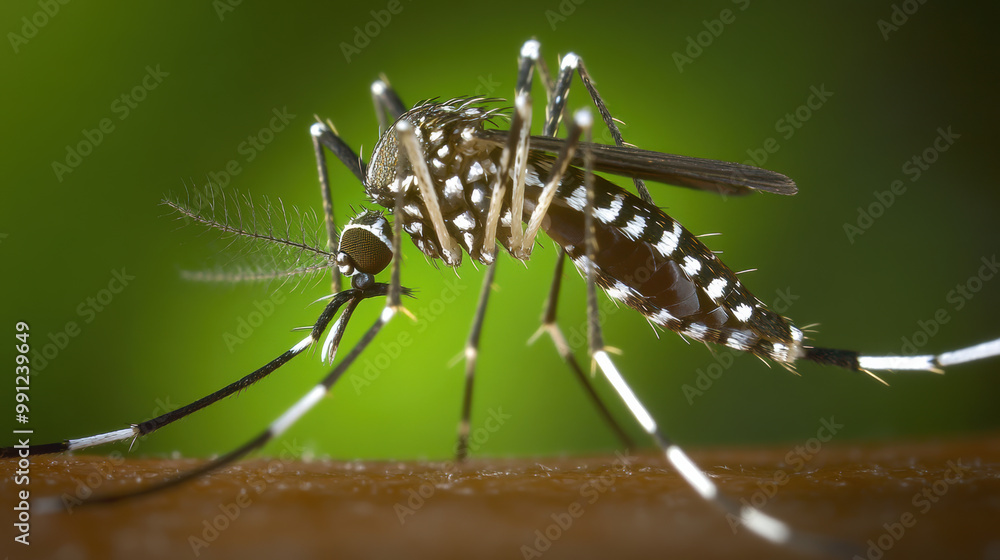 Aedes mosquitoes are known for their distinctive white markings on ...