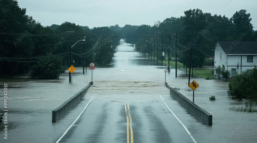 Flooded streets and submerged signs depict aftermath of severe storm ...