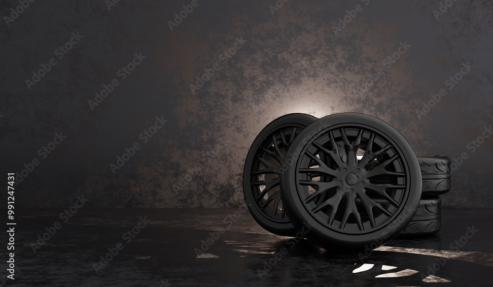 Car wheels, car tires, alloy wheels, anodized rims, black car tires ...