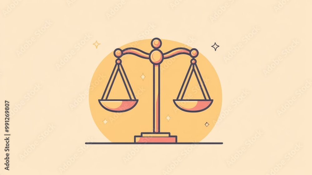 Classic justice scales icon, symbolizing fairness and equality, with a ...