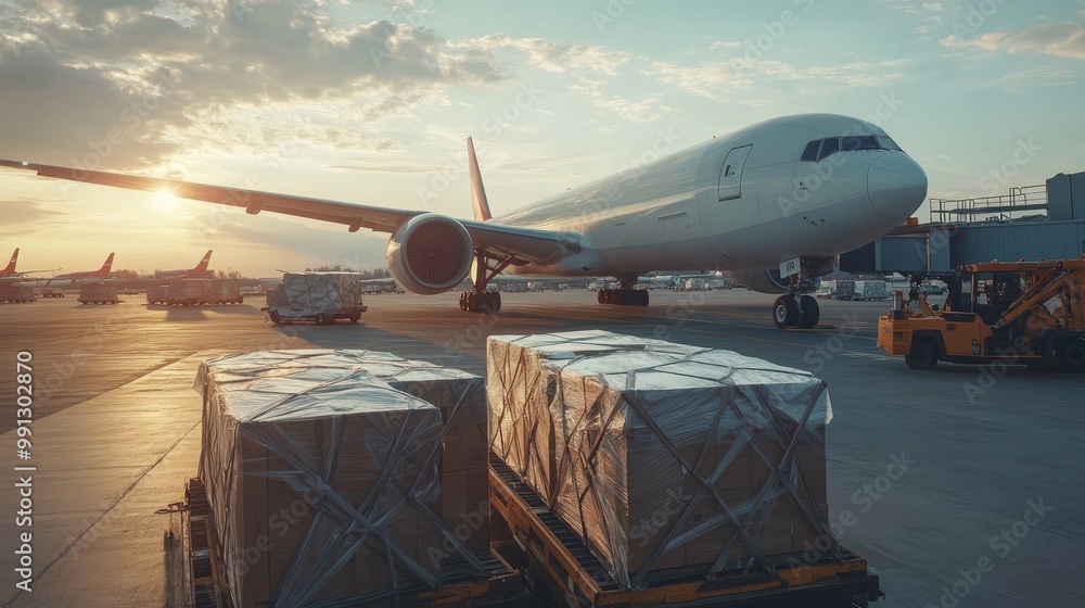 Loading air cargo containers onto modern freighter jets for efficient ...