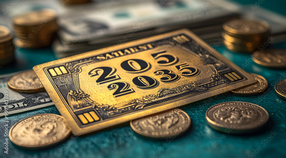 A Golden Ticket with the Number 2035 Written on It, Surrounded by ...