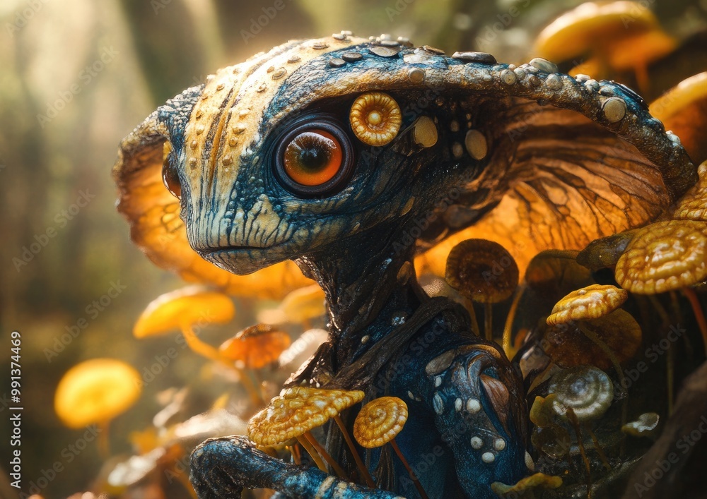 Fantasy alien with hammerhead features exploring an imaginative ...