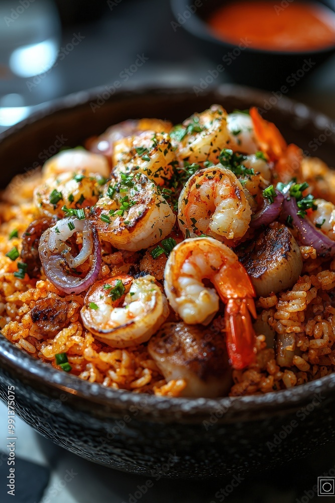 Chaufa de Mariscos - A seafood version of arroz chaufa (Peruvian fried ...