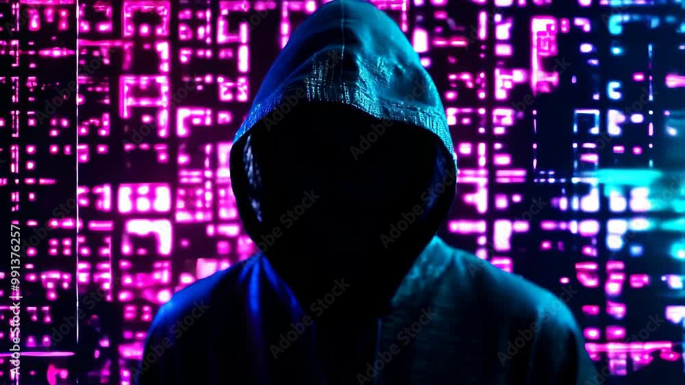 hacker silhouette. computer code. Faceless male hacker in front of ...