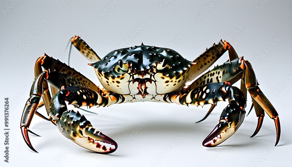 Snow crab scuttling across a pristine white background showcasing its ...