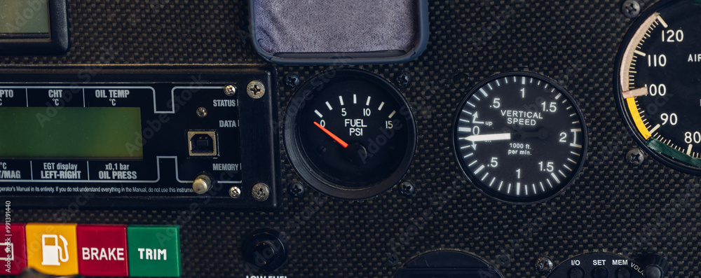 Airplane dashboard, fuel indicator. Fuel pump icon. gas gauge dashboard ...