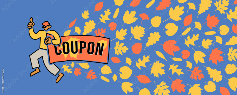 colored fall discount sale coupon illustration. element for poster ...