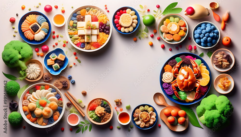 Mid-Autumn food photography backdrop, rich colors showcase nutritious ...