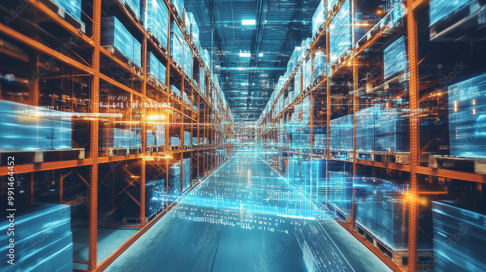 A modern warehouse uses technology to track and visualize the movement ...