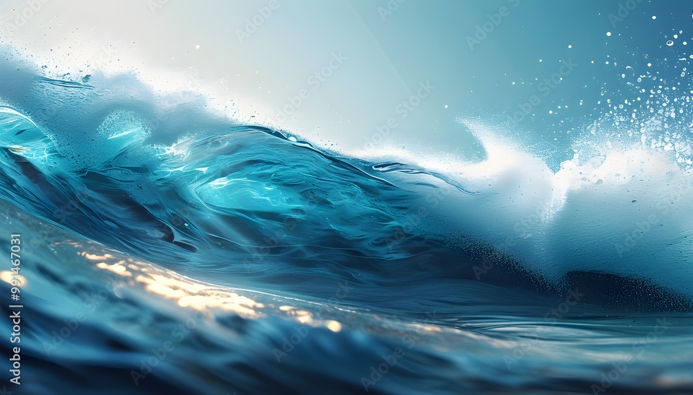 Abstract digital beach and wave patterns in shades of blue, featuring ...