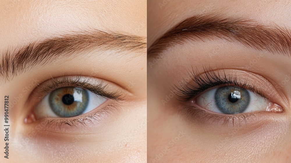 A before-and-after comparison of a woman's eyebrows, showcasing the ...
