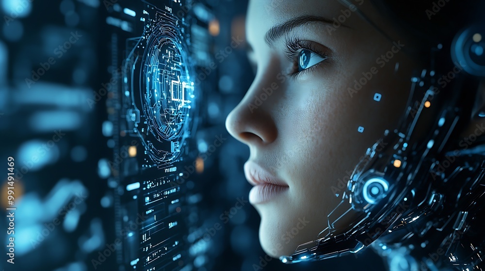 AI Artificial Intelligence concept Deep learning GUI Graphical User ...