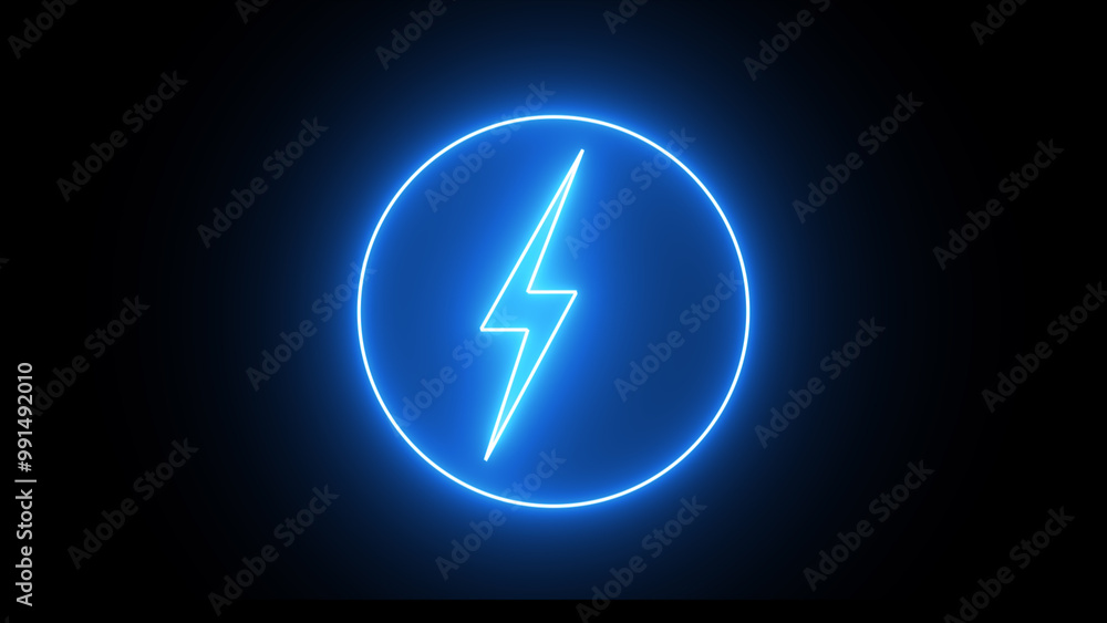 Electric power symbol, lightning bolt sign with icons glowing, green ...