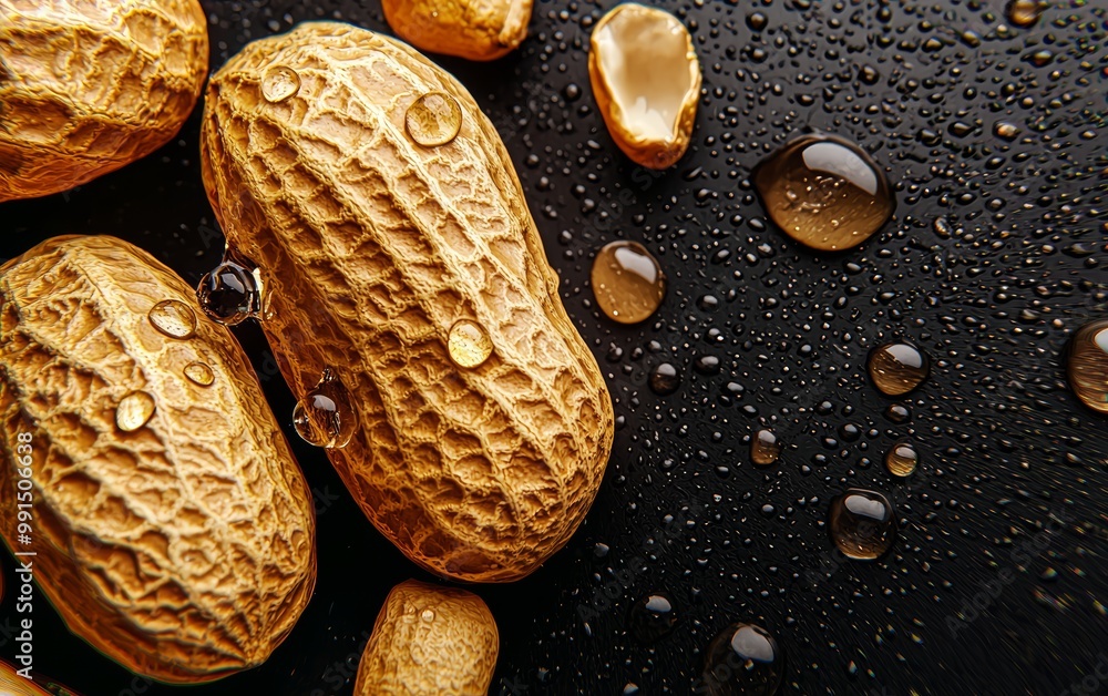 Peanuts covered in water droplets, ultra-realistic detail, 8K ...