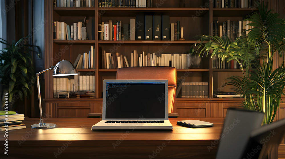 zoom virtual background of office room with bookcase professional ...