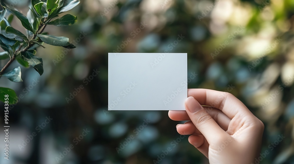 Hand hold blank plain white business card design mockup Clear calling ...