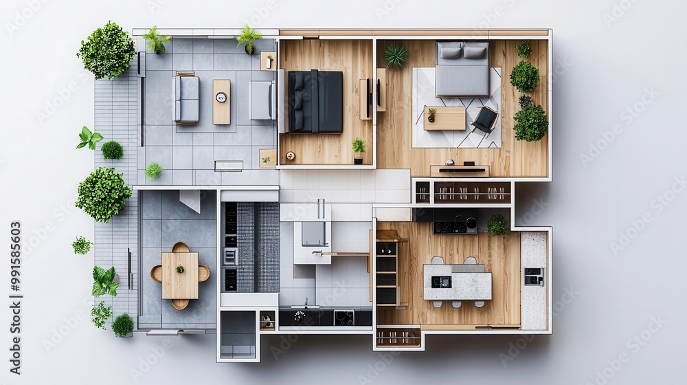 Floor plan blueprint of a duplex with shared outdoor area and private ...