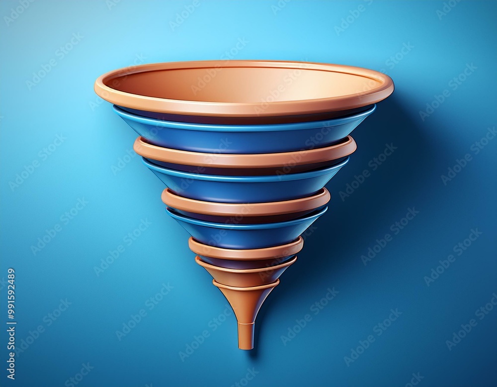 Illustration of an innovative 3d funnel design with four separate tiers ...
