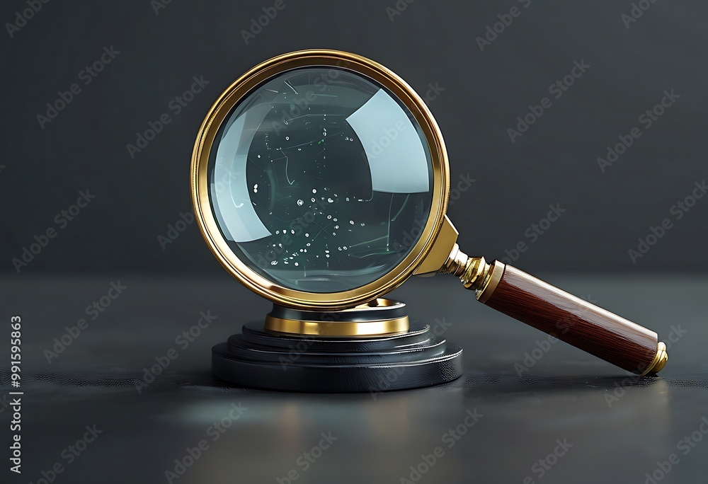 Magnifying glass helps focus on check marks to emphasize the review and ...