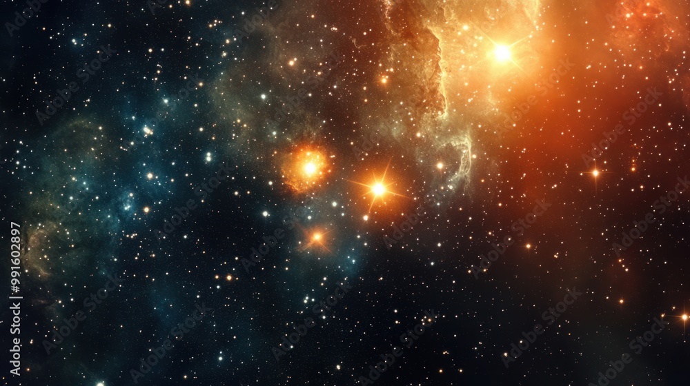 Star cluster with varying stages of life, from bright young stars to ...