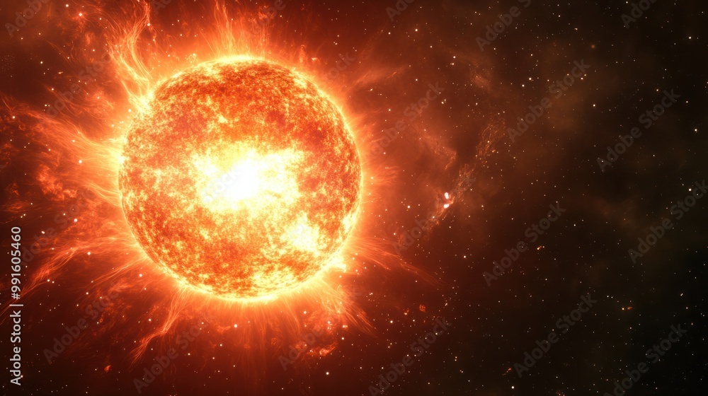 Star in its red giant phase, shedding its outer layers into space, with ...