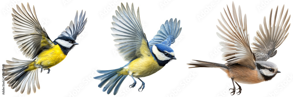 Flying Birds Colelction on Transparent Background – Blue Tit, Great Tit ...