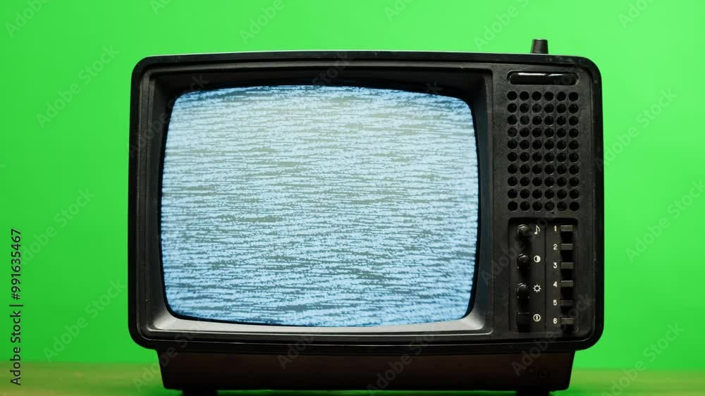 Retro Style TV Set with Green Screen chroma key background, vintage 60s ...