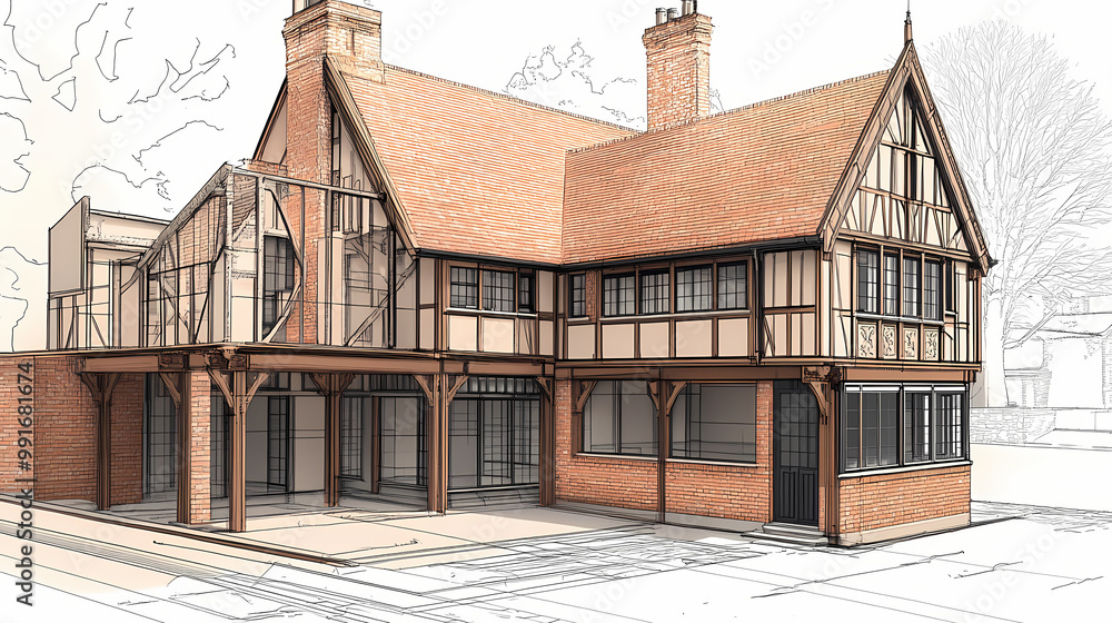 A detailed look at tudor and modern materials in a house extension ...
