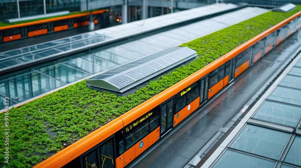 Solar-powered bus terminal with green roof waiting areas and natural ...