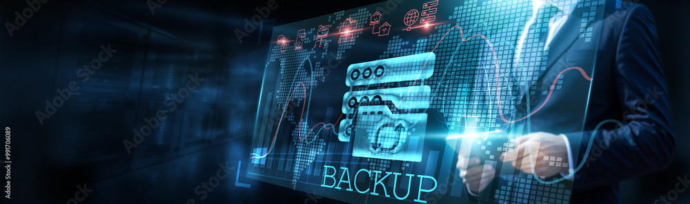 Backup specialist meticulously analyzes backup data, constructing ...