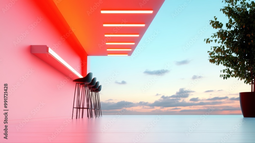 3D rendering of a modern bar with realistic materials and textures ...