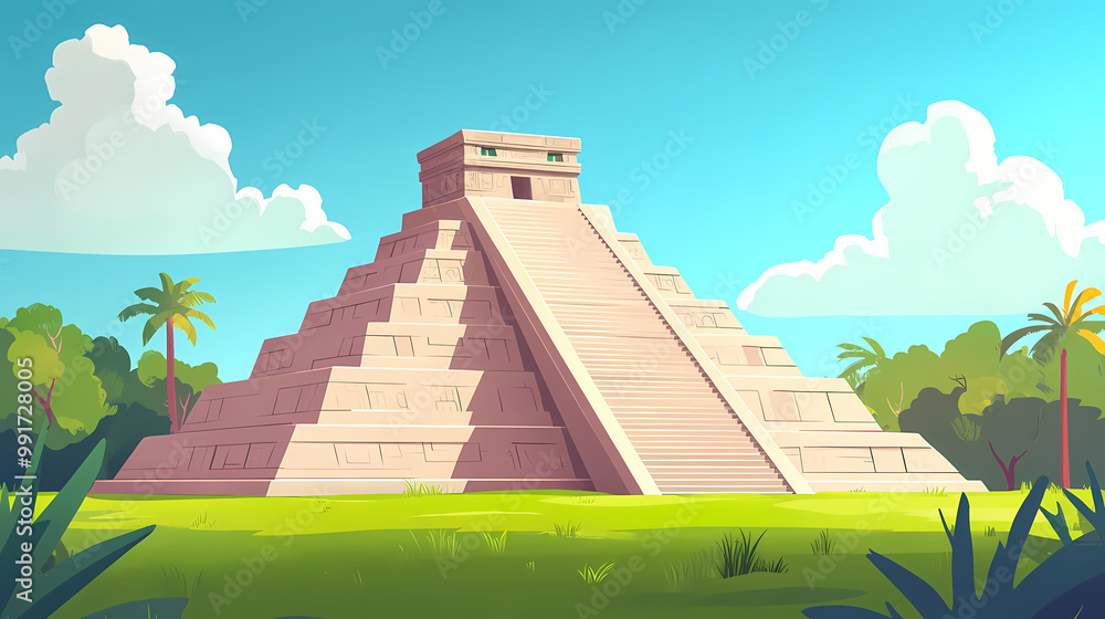 Ancient mayan pyramids and statues on easter island. modern ...