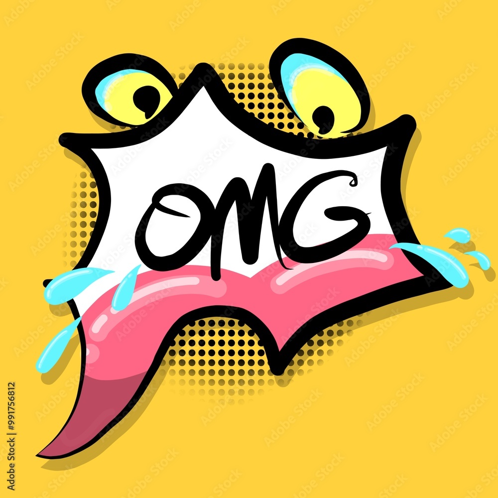 design, comic book, comic style, cover book, OMG, text, bubble speech ...