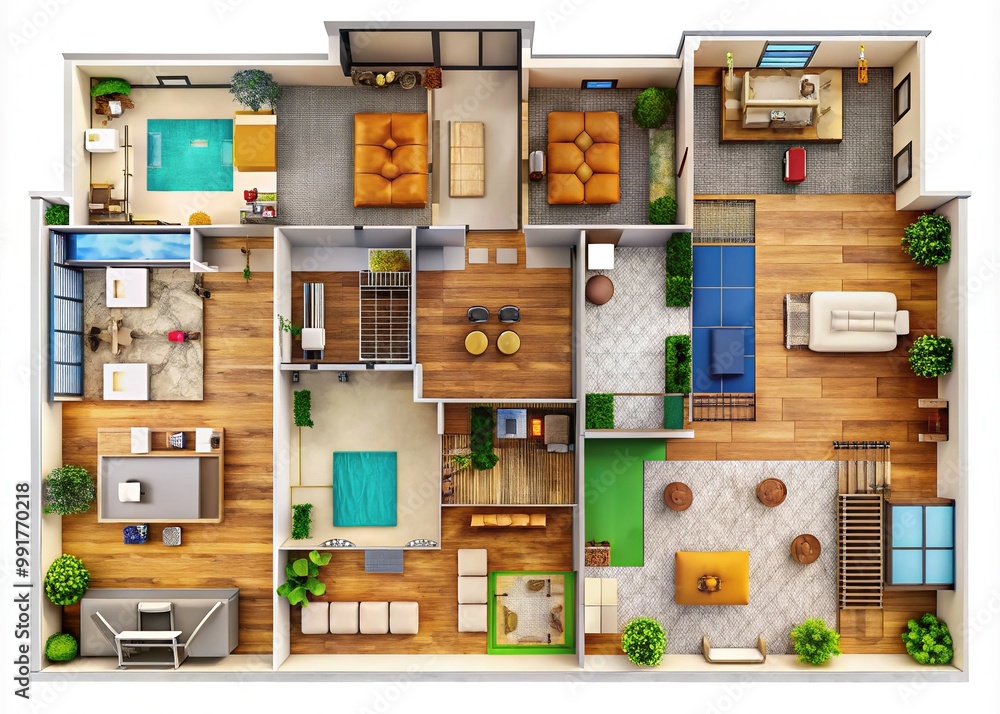 Detailed Floor Plan Example for Residential Space with Dimensions and ...
