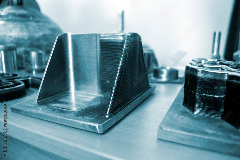 Object printed by 3D printer from metal. Additive manufacturing ...