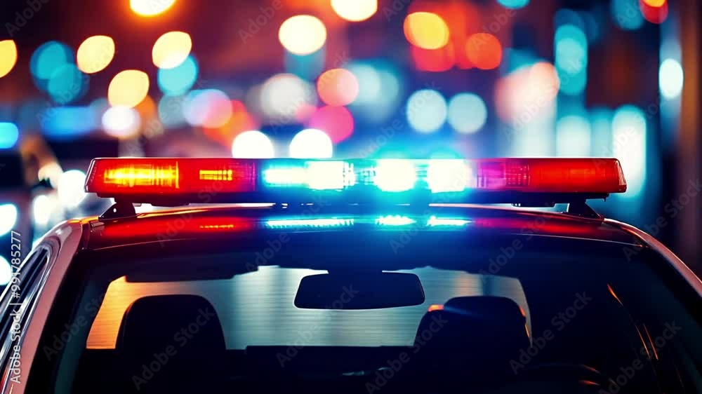 Police siren of car for emergency service at accident scene. Red and ...