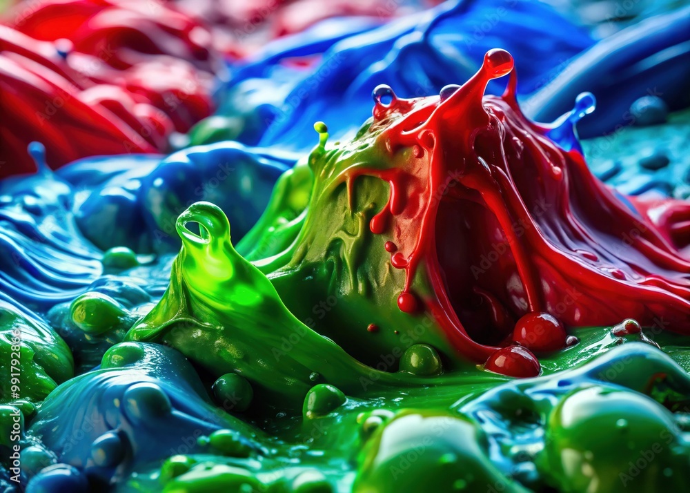 Vivid Red, Green, and Blue Slime in a Mixed Composition for Creative ...
