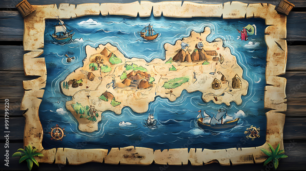 Game plan. children's pirate treasure maps. island. game interface ...