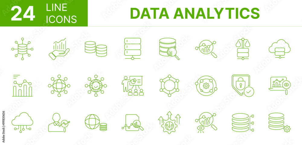 Collection of 24 Data Analytics line icons featuring editable strokes ... Collection of 24 Data Analytics line icons featuring editable strokes ...