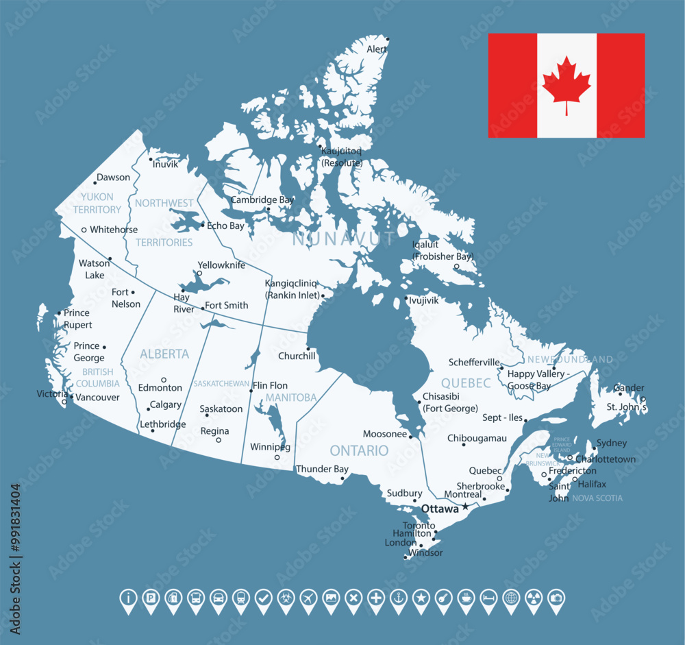 Canada - detailed country map with cities and regions. Infographic ...