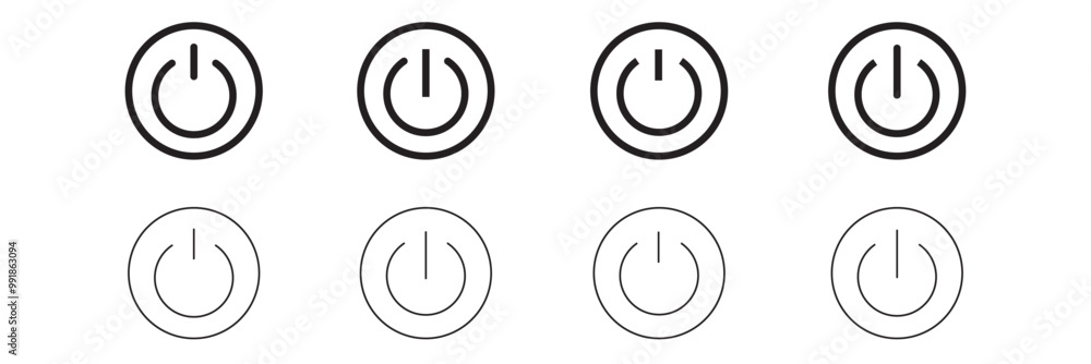 On off power button icon vector set. Power on off or switch on off ...