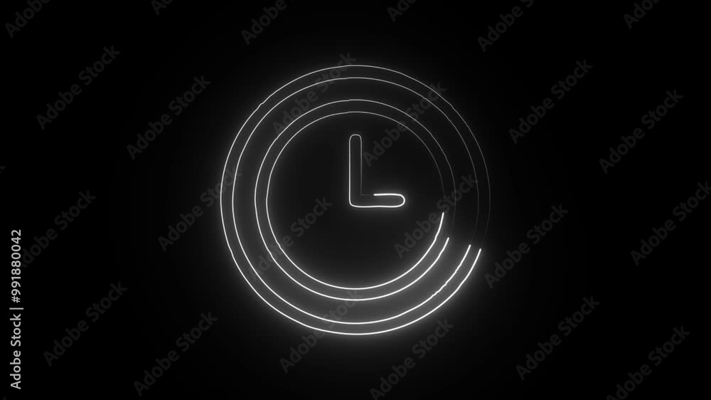 Clock Animated Icon. Neon Clock Badge Inside Circle. Time Symbol ...